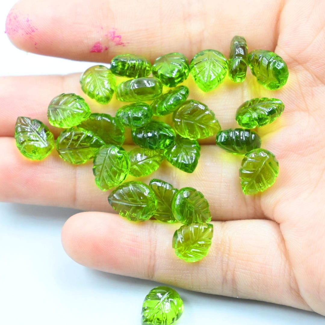 2,3,4,5 Pcs Hydro Peridot Carved Leaf Gemstone, Wholesale Peridot Leaf ...