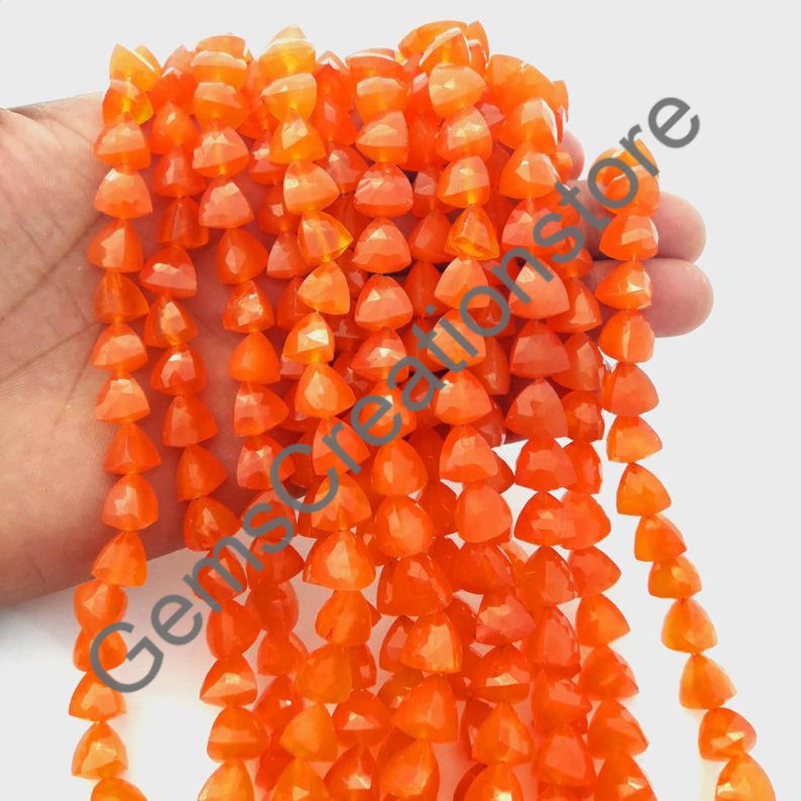 1 Str Natural Carnelian Faceted Trillion Shape Loose - Etsy