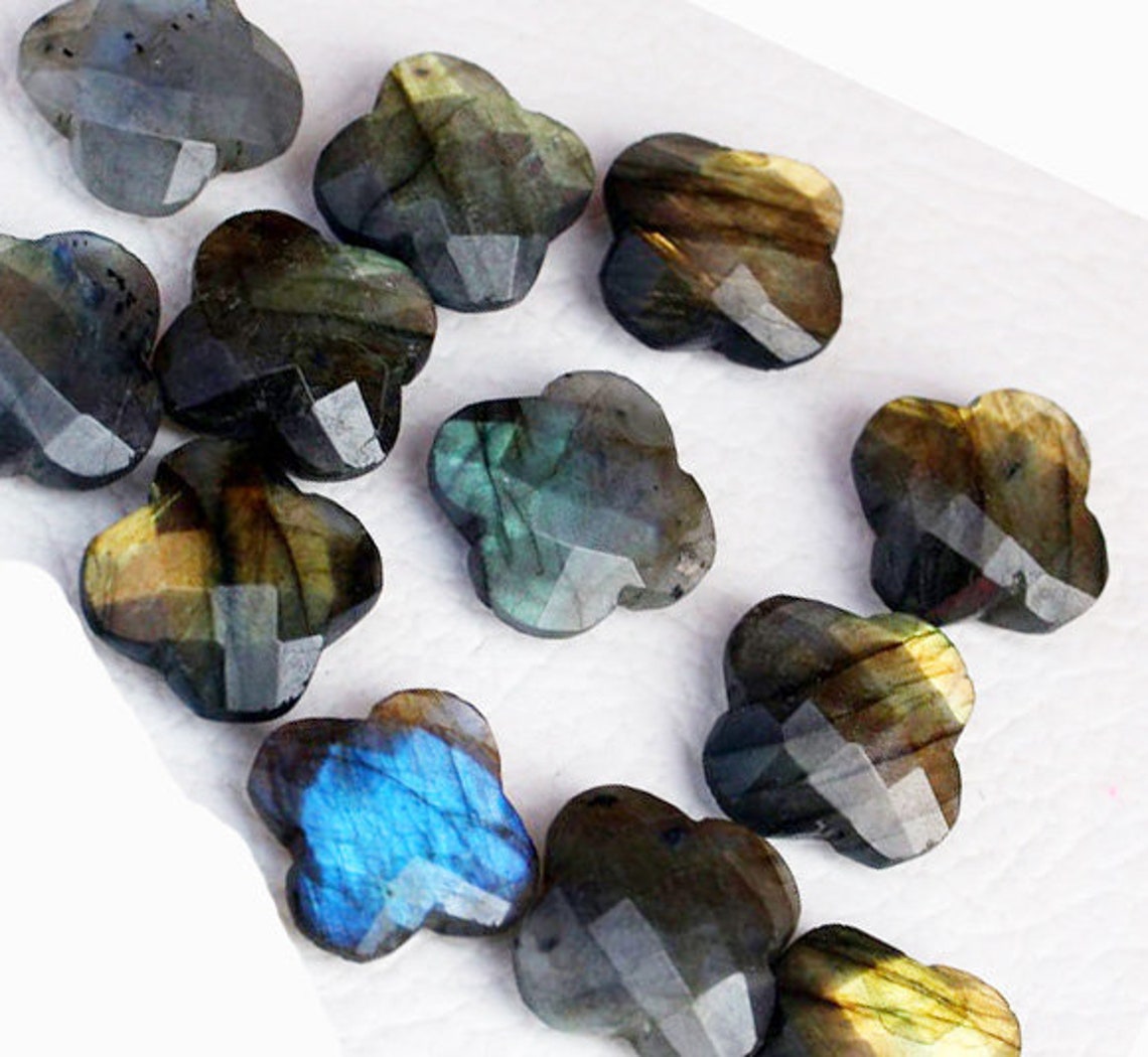 5-10 Pcs Natural Labradorite Faceted Carved Clover Loose - Etsy