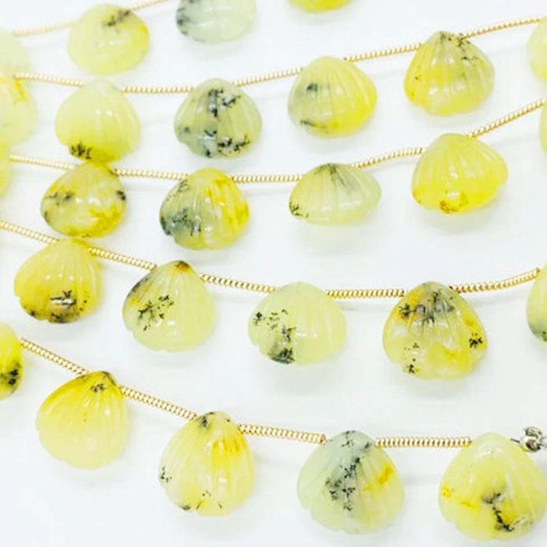 AAA Lemon Dendrite Shell Shape Briolettes, Natural Dendrite Shell Shape ...
