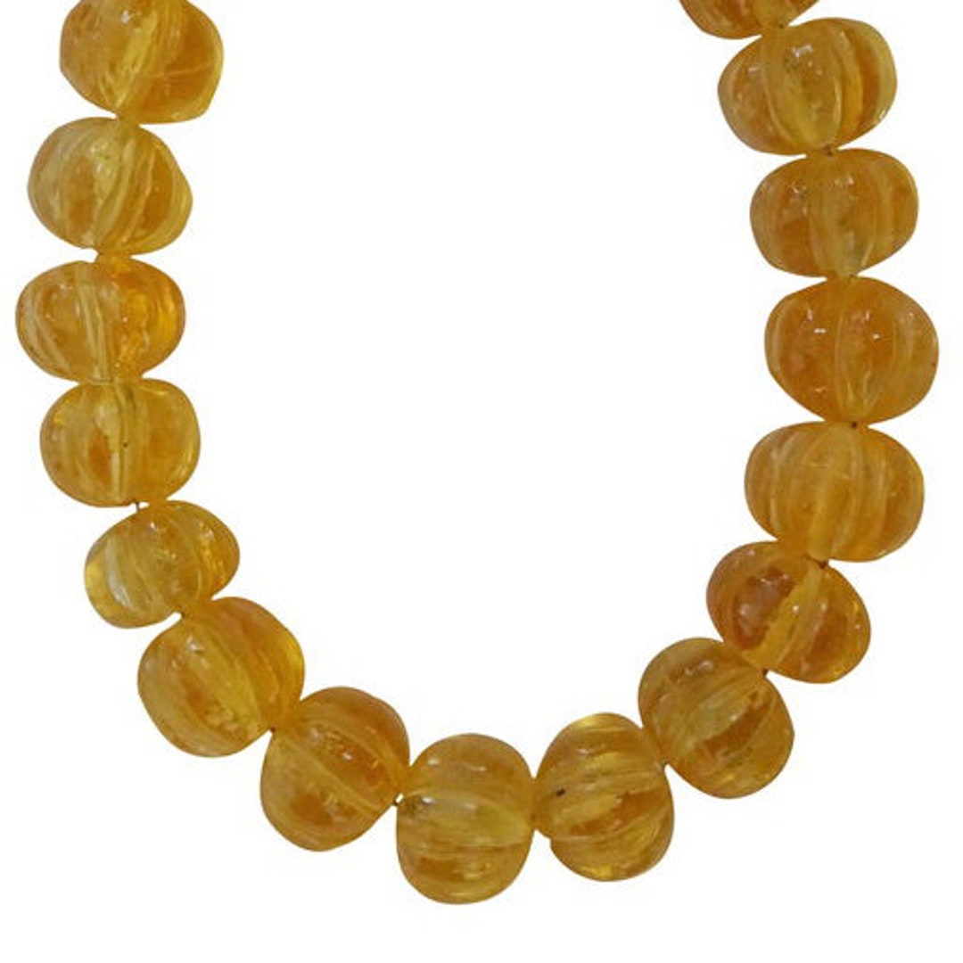 10 Pieces Citrine Carved Melon Rondelle Shape Beads- Citrine Pumpkin ...
