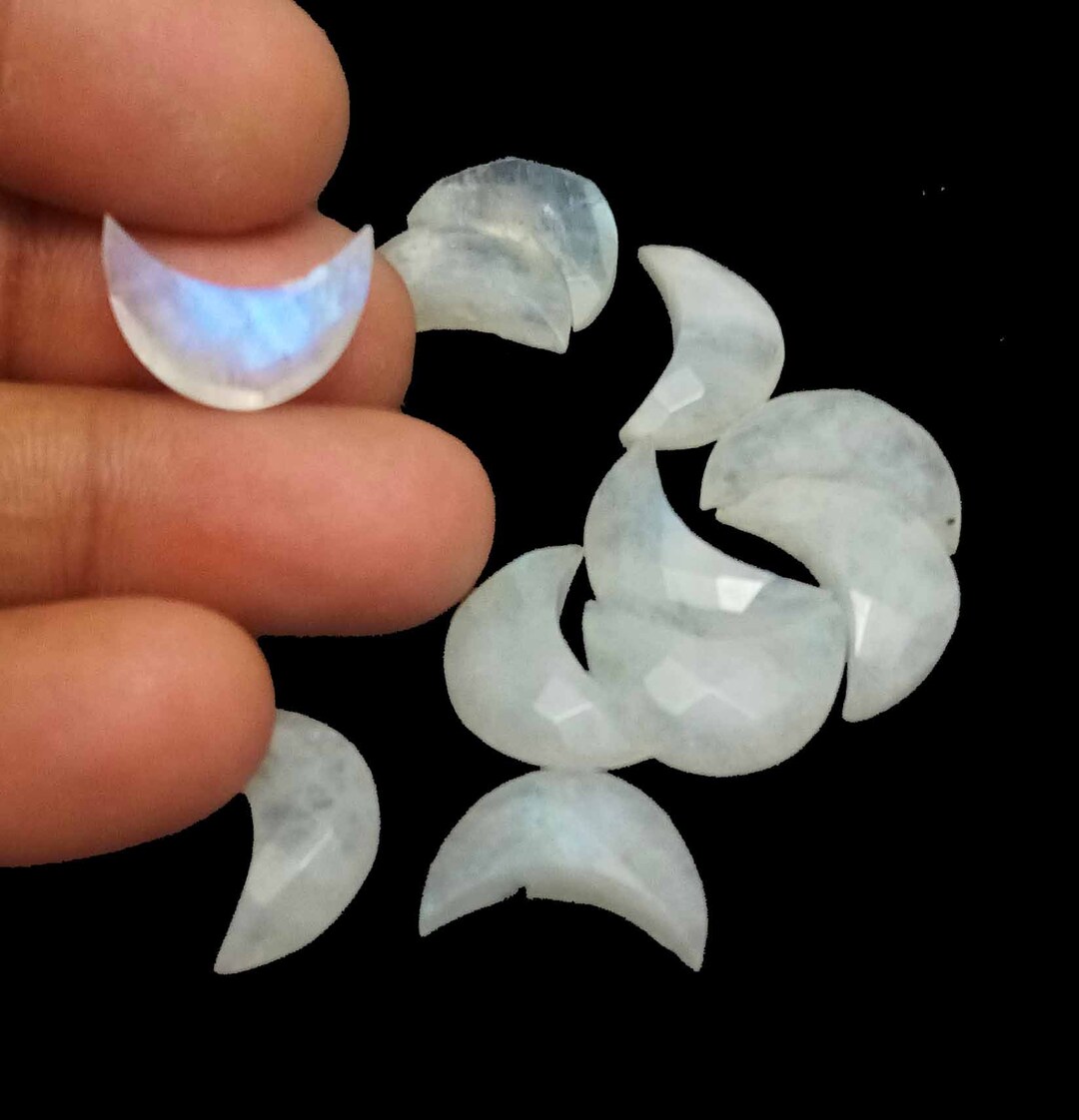 2345 Pcs Natural Rainbow Moonstone Faceted Carved Moon - Etsy