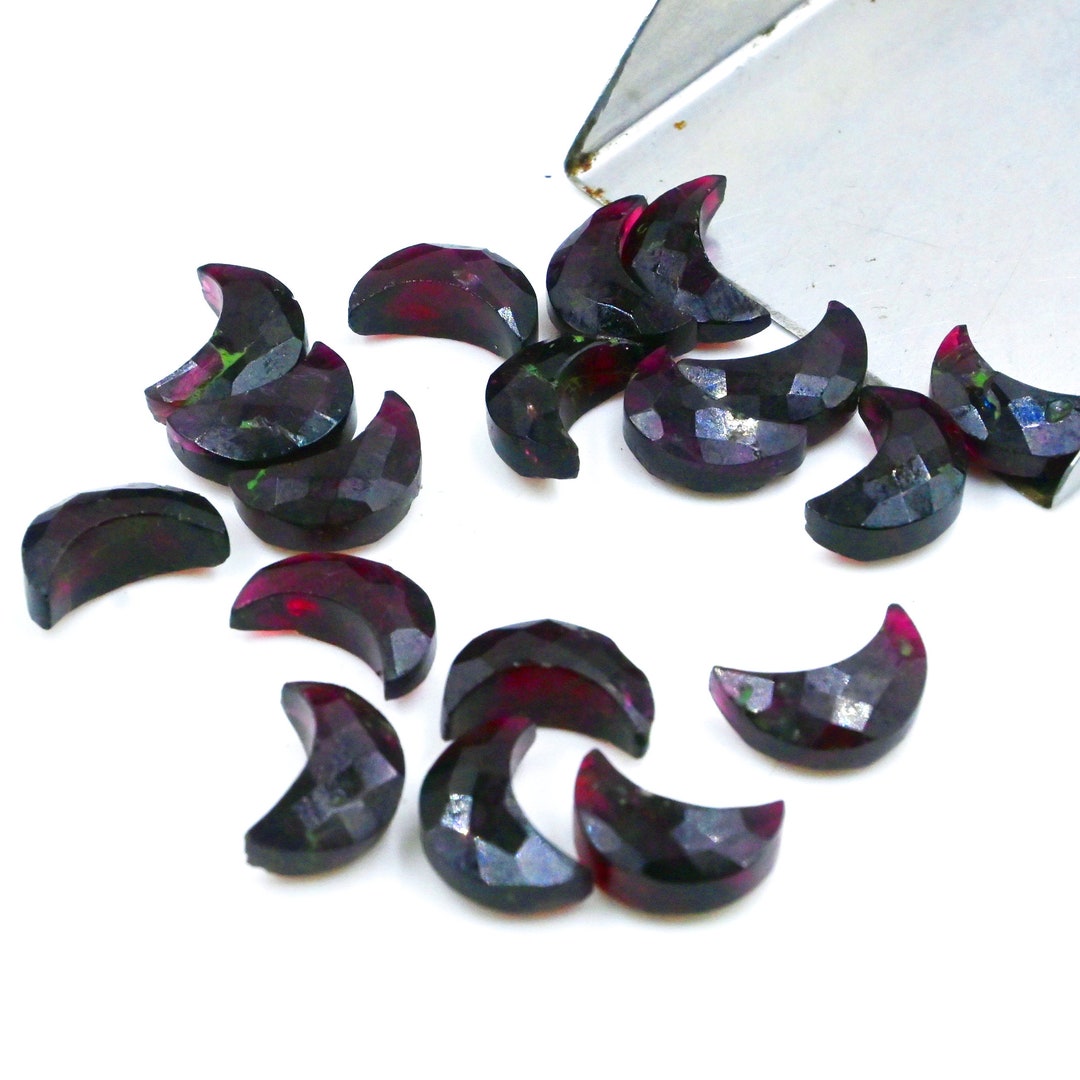 2,3,4,5, Pcs Natural Garnet Faceted Carved Moon Shape Gemstone, 12-16 ...