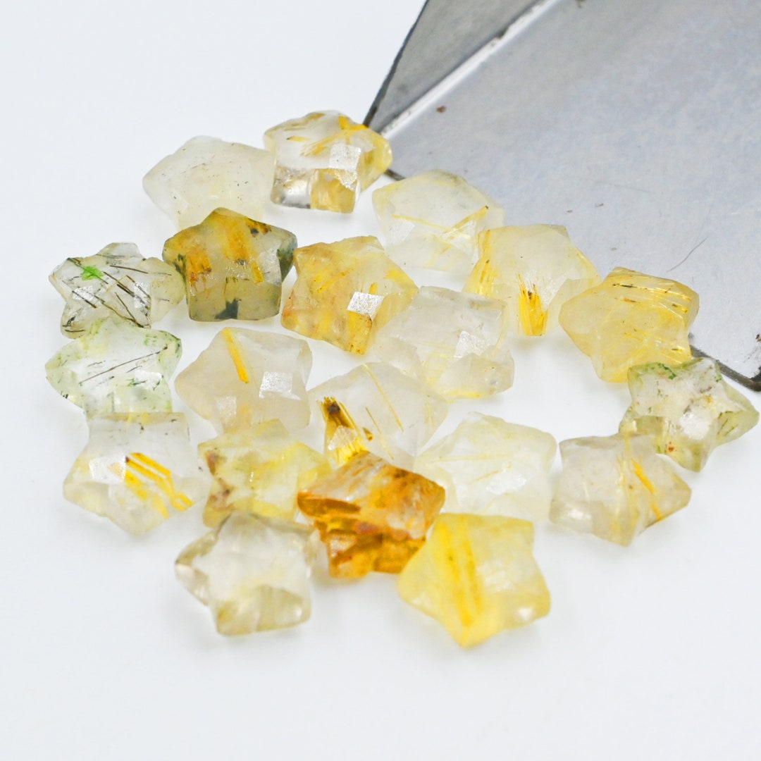 AAA Golden Rutile Smooth Star Carved Briolettes, Natural Rutile Star ...
