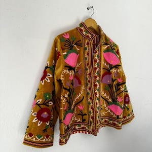 Short Kimono Velvet Tnt Jacket Embroidery Coat Women Wear Boho Jacket ...