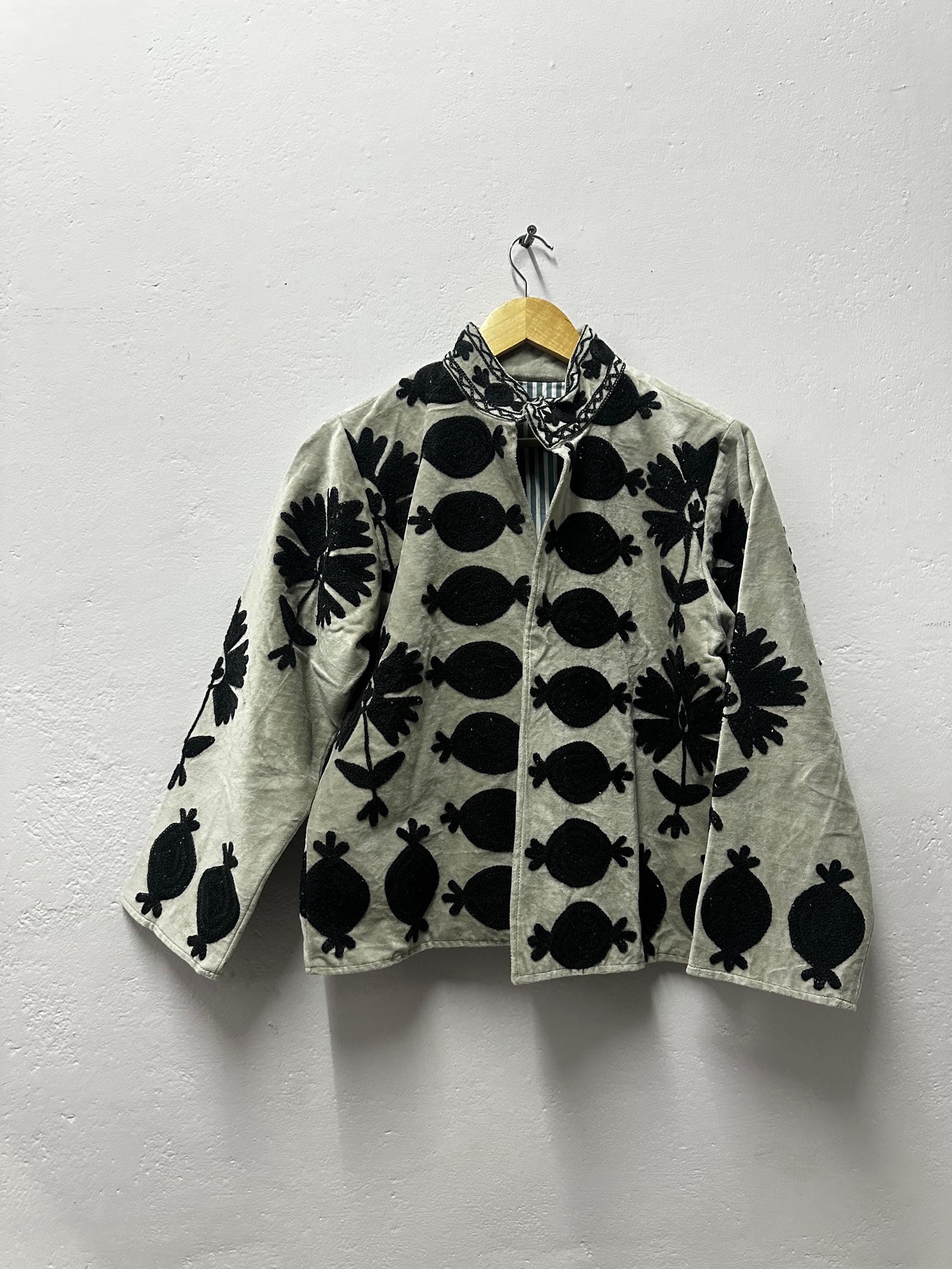 Cotton Velvet Jacket Short Embroidery Kimono Handmade Short Gown Coat ...