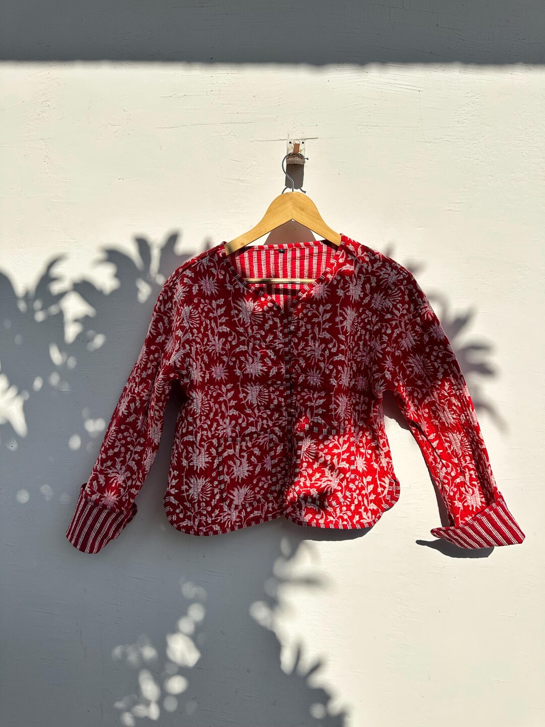 Cotton Cropped Top Jacket Red Color - Etsy