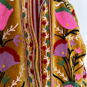 Short Kimono Velvet Tnt Jacket Embroidery Coat Women Wear Boho Jacket ...