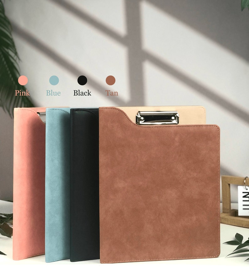 Custom Leather Portfolio, Vegan Leather Clipboard With Personalised ...