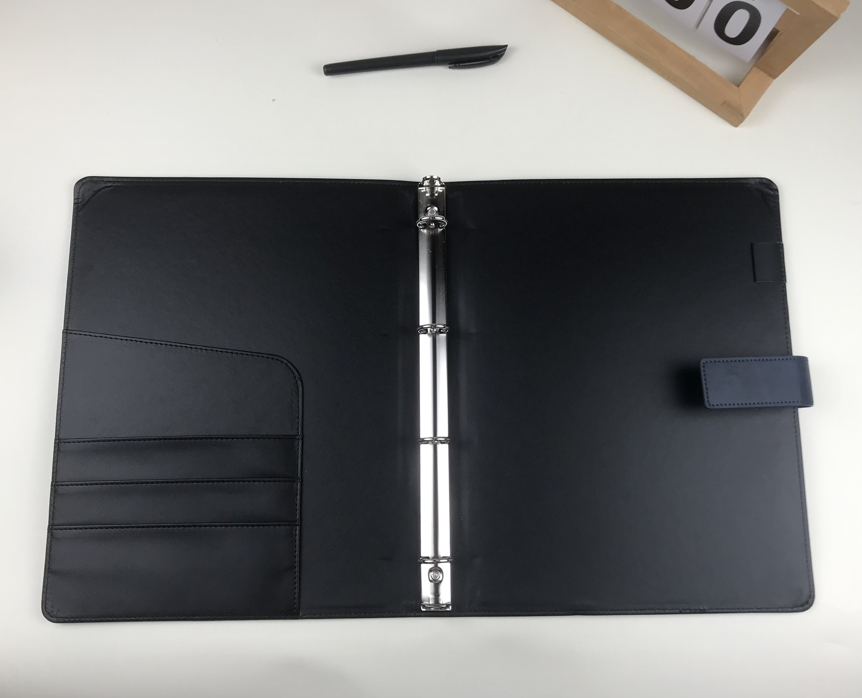 Custom Vegan Leather Portfolio With Buckle, Refillable Leather 4-ring ...