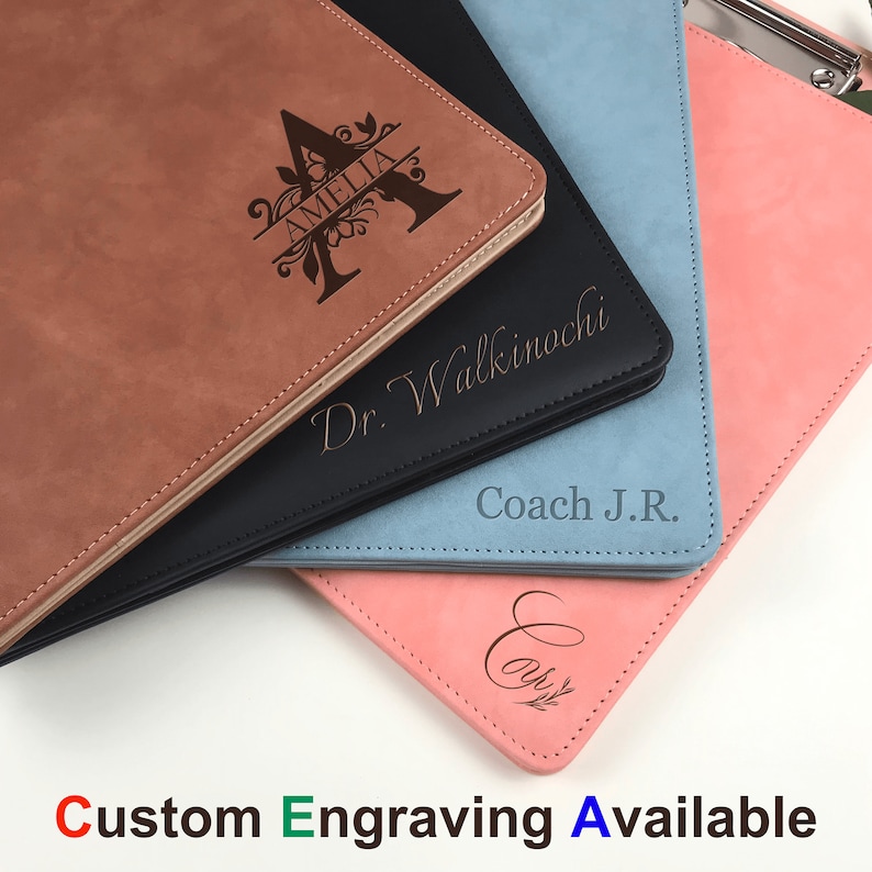Custom Leather Portfolio, Vegan Leather Clipboard With Personalised ...
