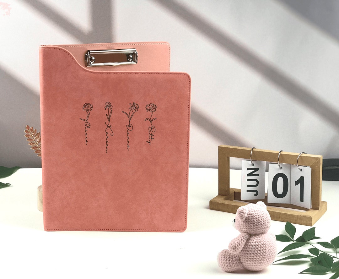 Custom Leather Portfolio, Vegan Leather Clipboard With Personalised ...