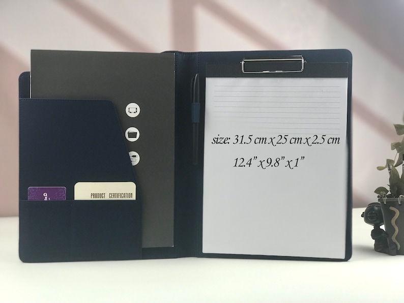 Custom Leather Portfolio, Vegan Leather Clipboard With Personalised ...