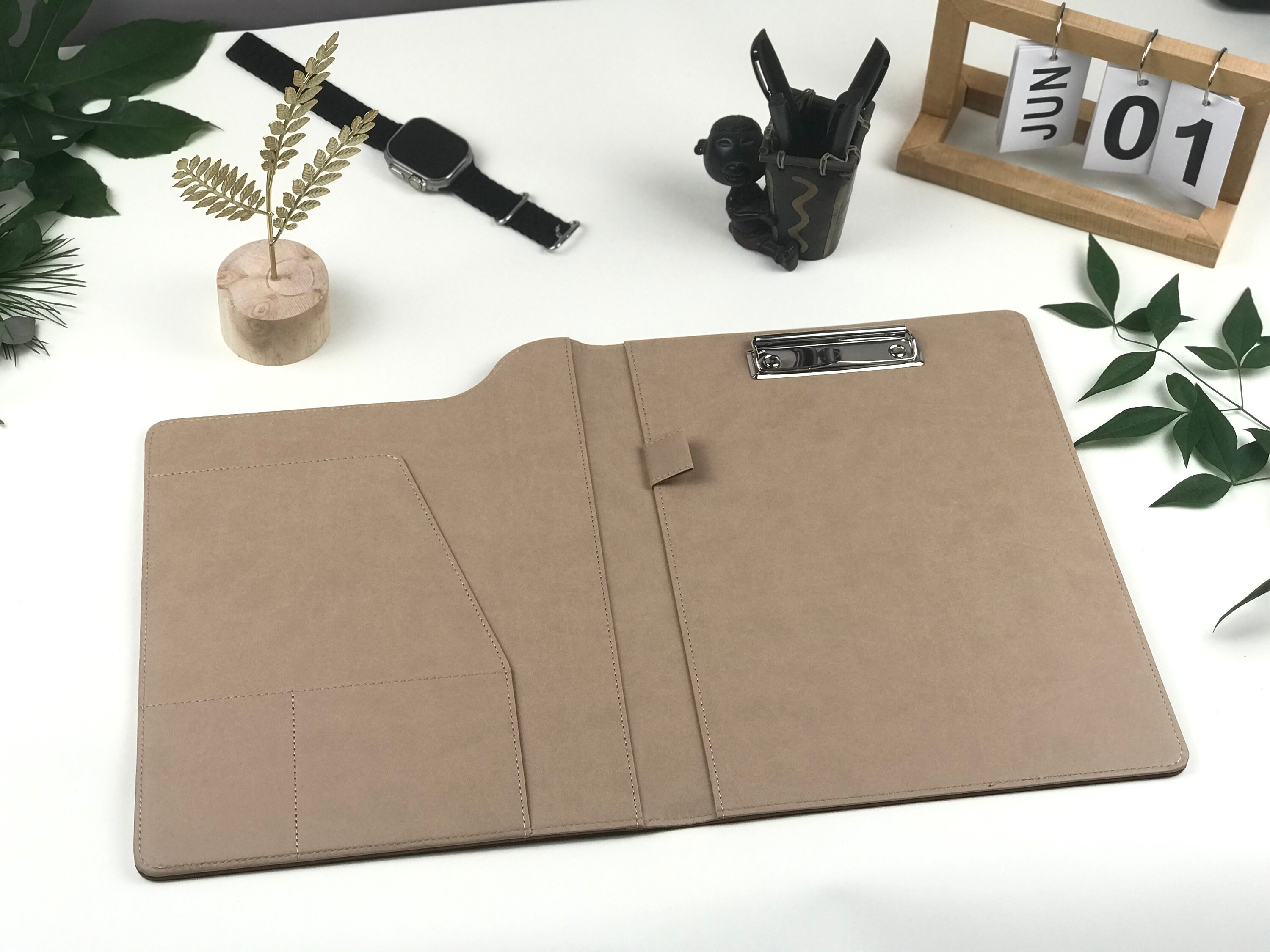 Custom Leather Portfolio, Vegan Leather Clipboard With Personalised ...