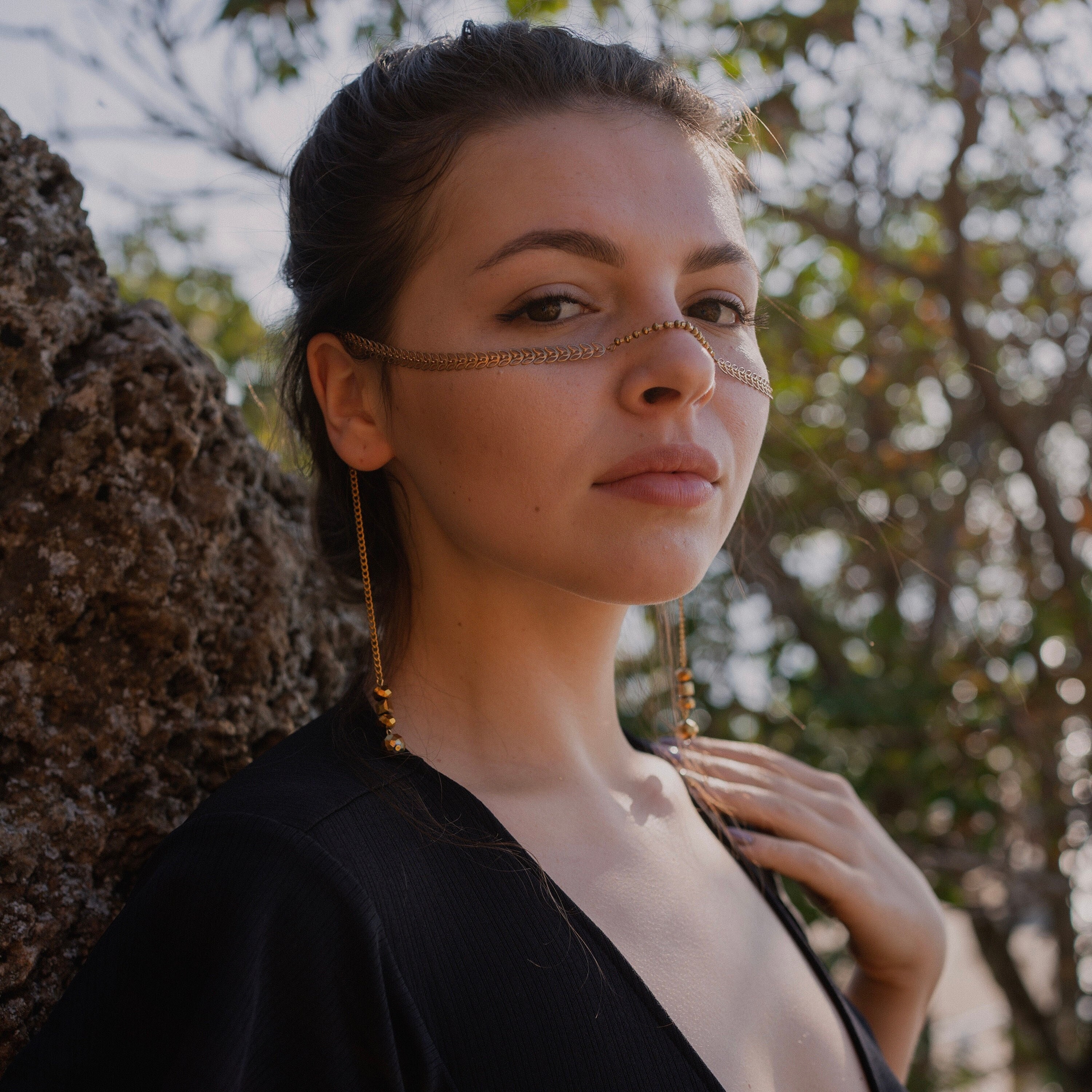 Gold Face Chain, Face Jewelry, Gold Face Veil, Face Chain, Head Chain ...