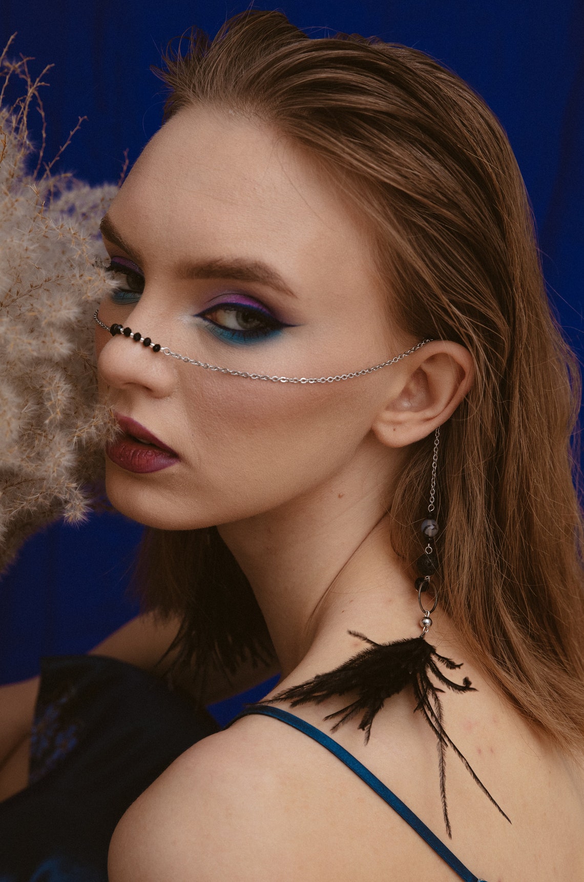 Black Face Chain, Face Jewelry, Silver Face Chain Face Chain, Face Mask ...