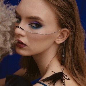 Black Face Chain, Face Jewelry, Silver Face Chain Face Chain, Face Mask ...