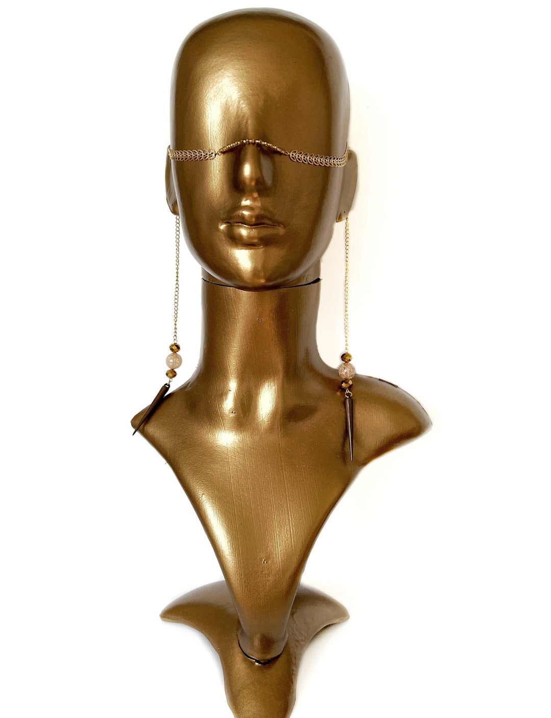 Boho Gold Face Chain, Gypsy Bohemian Face Mask Jewelry, Headpiece ...