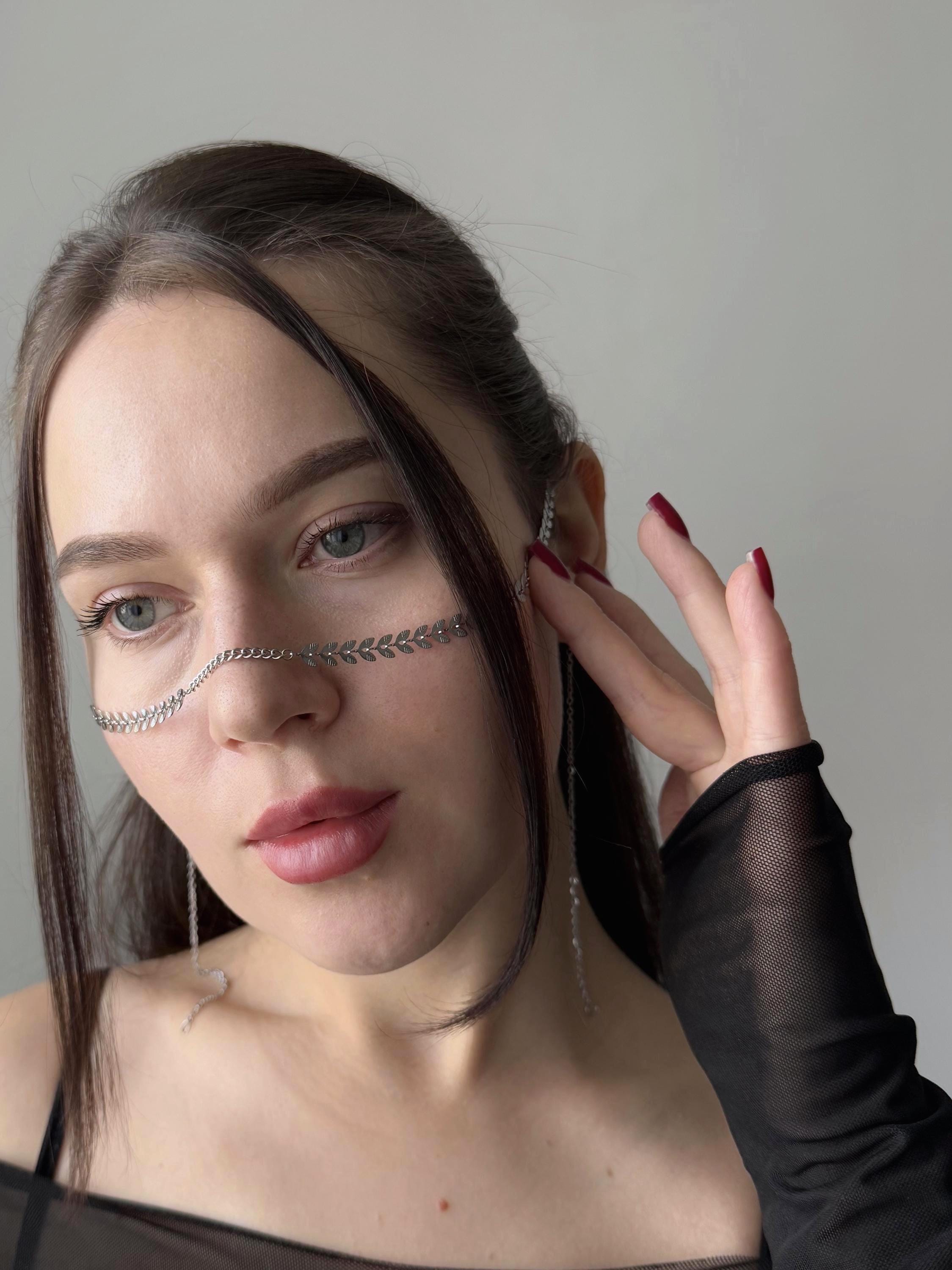 Silver Chain Face Mask, Goth Facial Jewelry, Celestial Futuristic ...