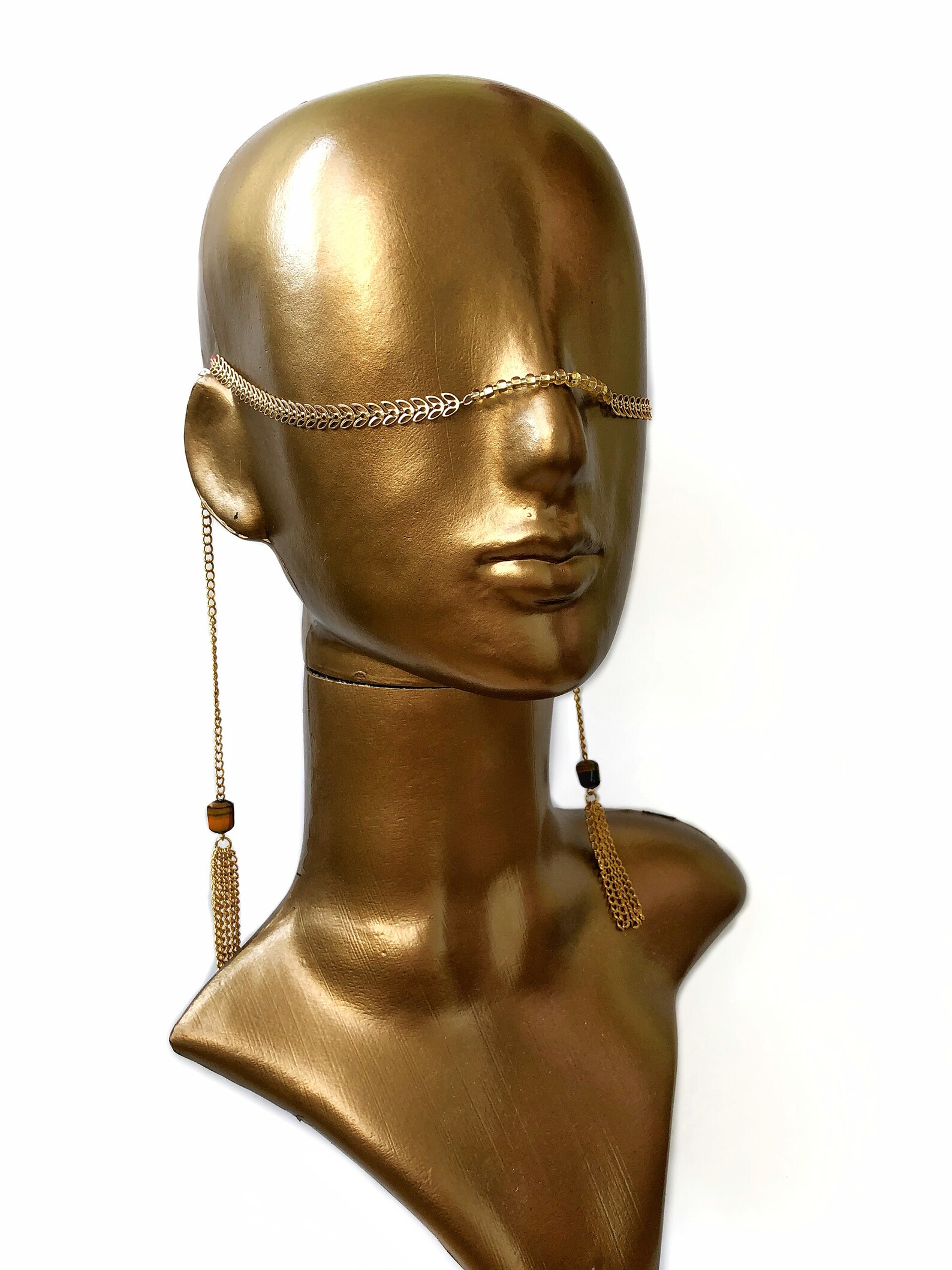 Gold Face Chain, Face Jewelry, Gold Face Veil, Face Chain, Head Chain ...