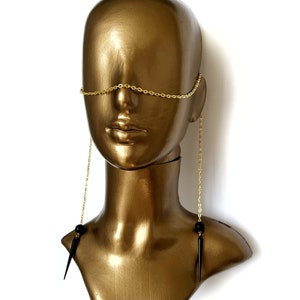 Gold Black Face Chain, Face Mask, Face Jewelry, Face Chain, Festival ...