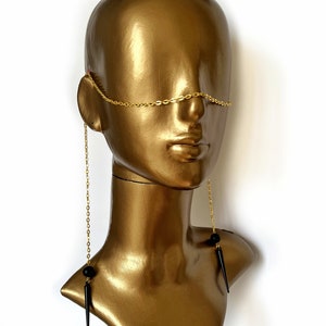 Gold Black Face Chain, Face Mask, Face Jewelry, Face Chain, Festival ...