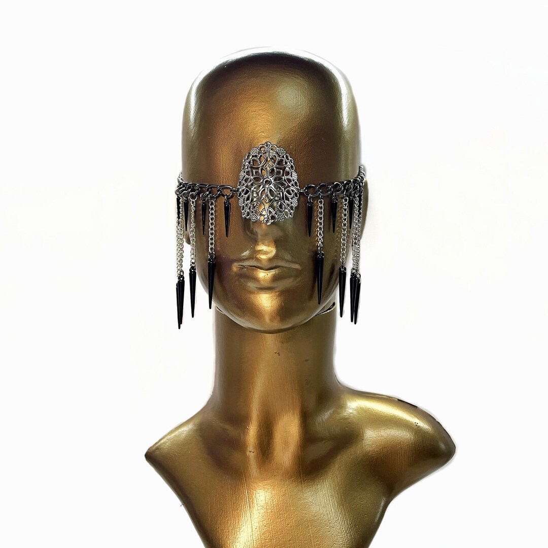 Face Chain, Gothic Face Mask, Face Jewelry, Blak Face Chain, Head Chain ...