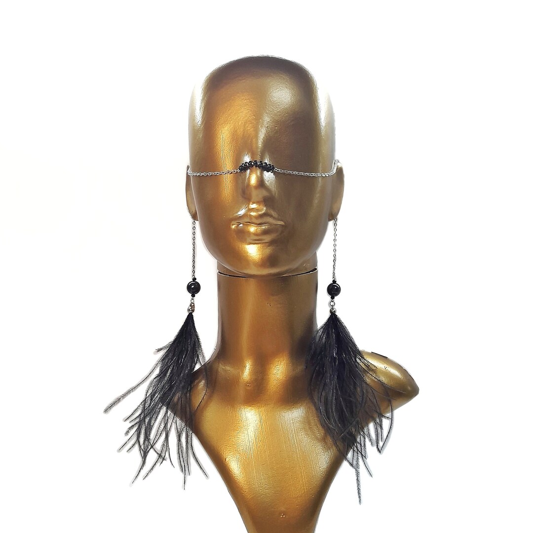 Face Chain ,face Jewelry, Blak Face Chain, Head Chain Headpiece, Face ...