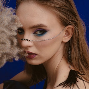 Black Face Chain, Face Jewelry, Silver Face Chain Face Chain, Face Mask ...