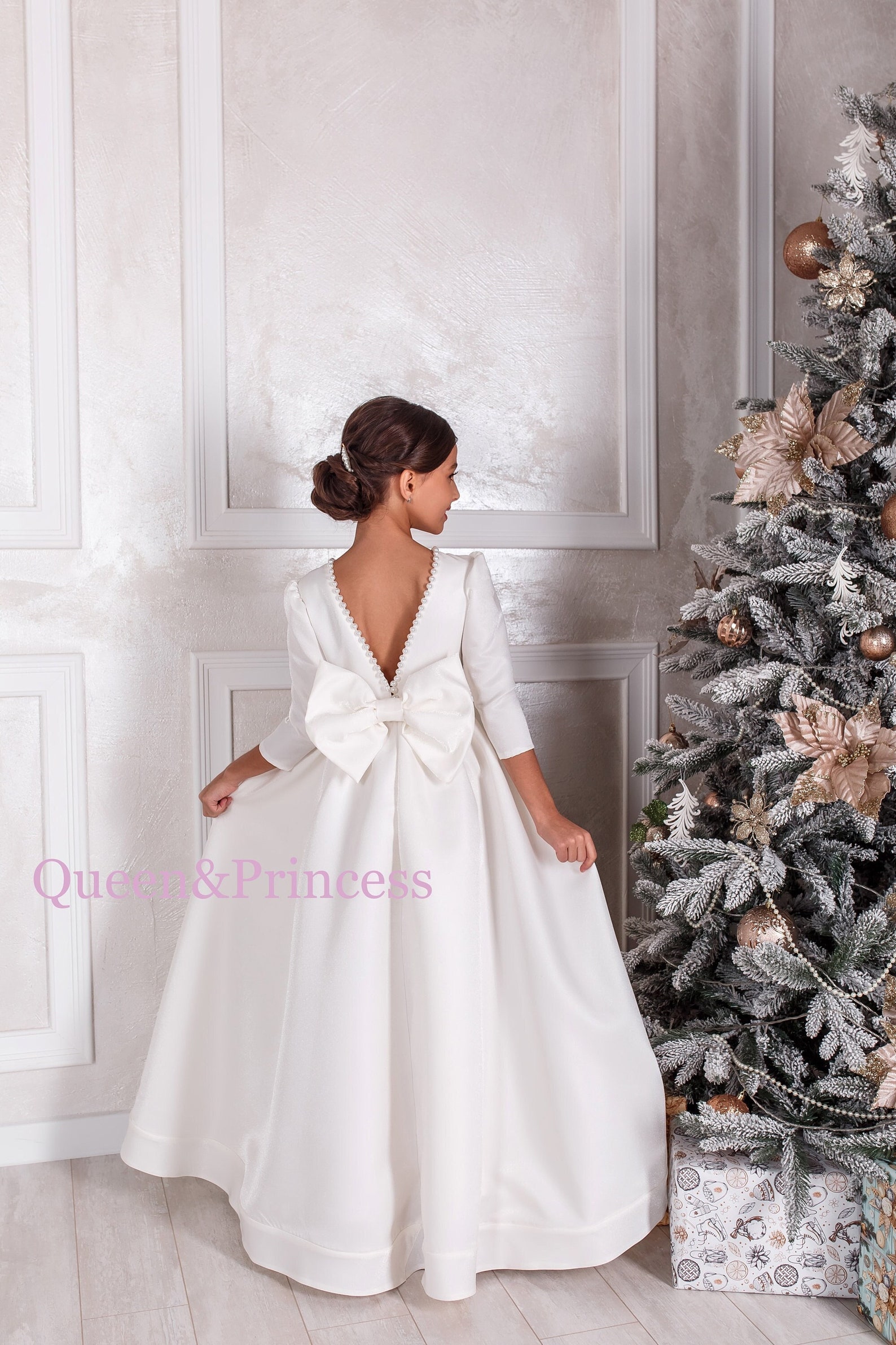 White Flower Girl Dress Flower Girl Dress Long Sleeve Flower - Etsy