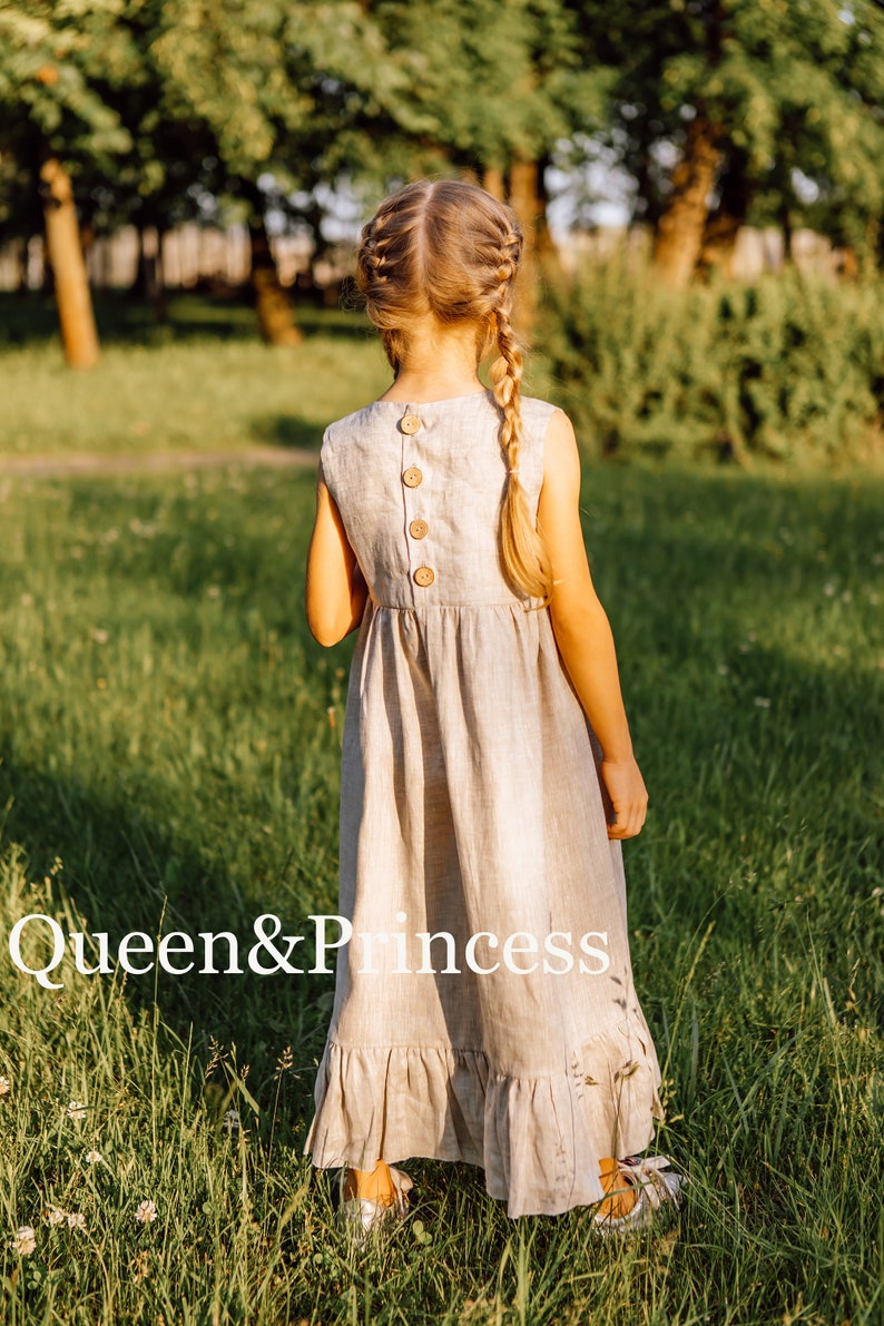 Long Linen Girl Dress Natural Linen Dress Organic Baby - Etsy
