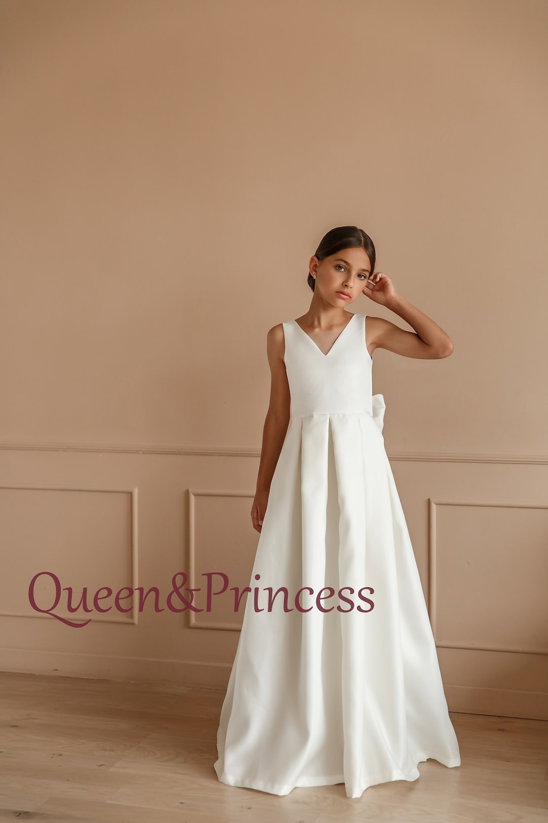 Ivory Girl Dress, First Communion Dress, Wedding Flower Girl Dress ...