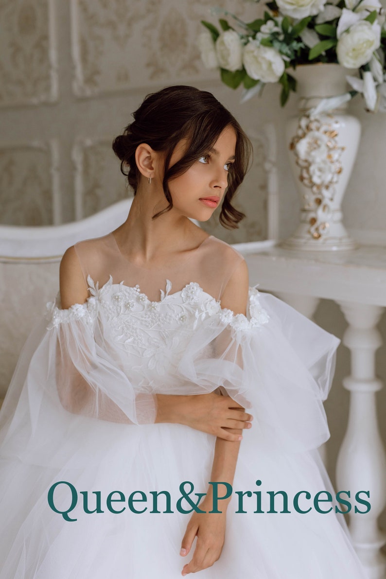 Tulle Flower Girl Dress Ball Gown Wedding Flower Girl Dress Etsy