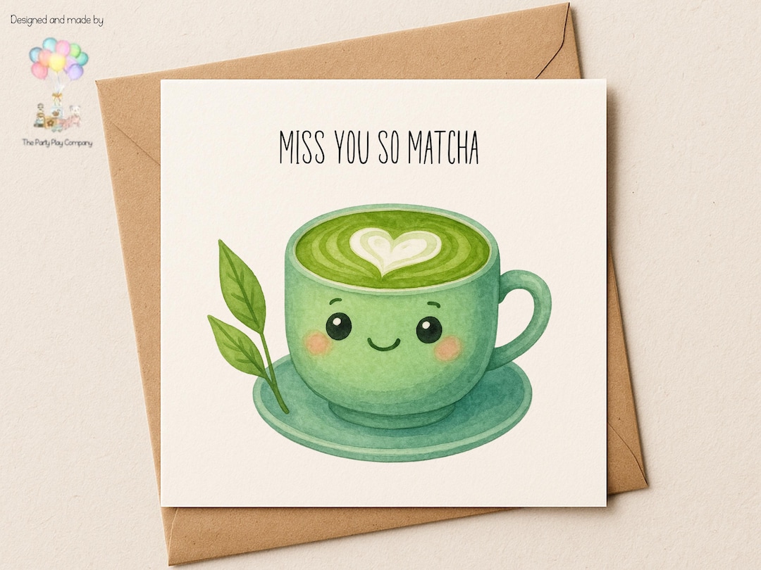 Funny Matcha Pun Miss You Card: Long Distance Friendship - Etsy