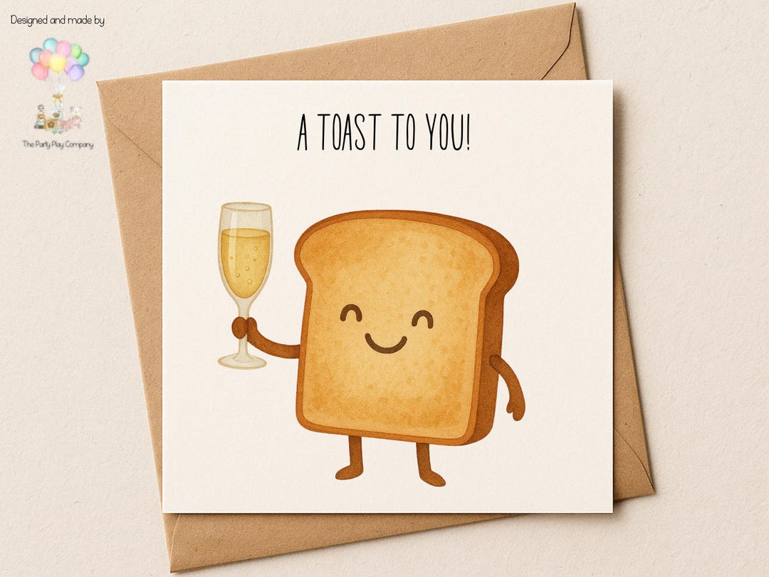 Funny Congratulations Card – "a Toast to You!" – Bread Pun Card ...