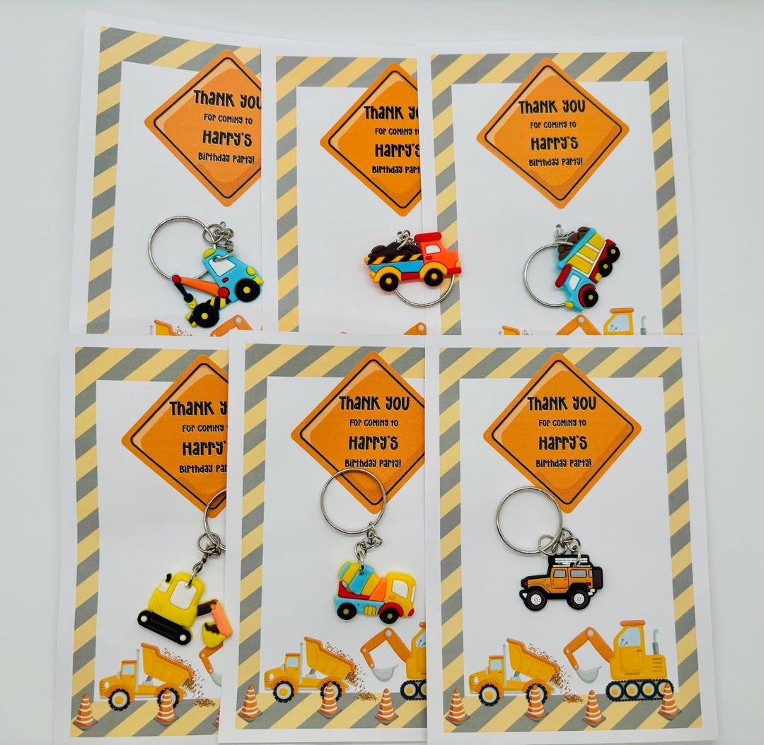 Personalized Construction Keyring Party Favors - Set of 6 - Etsy