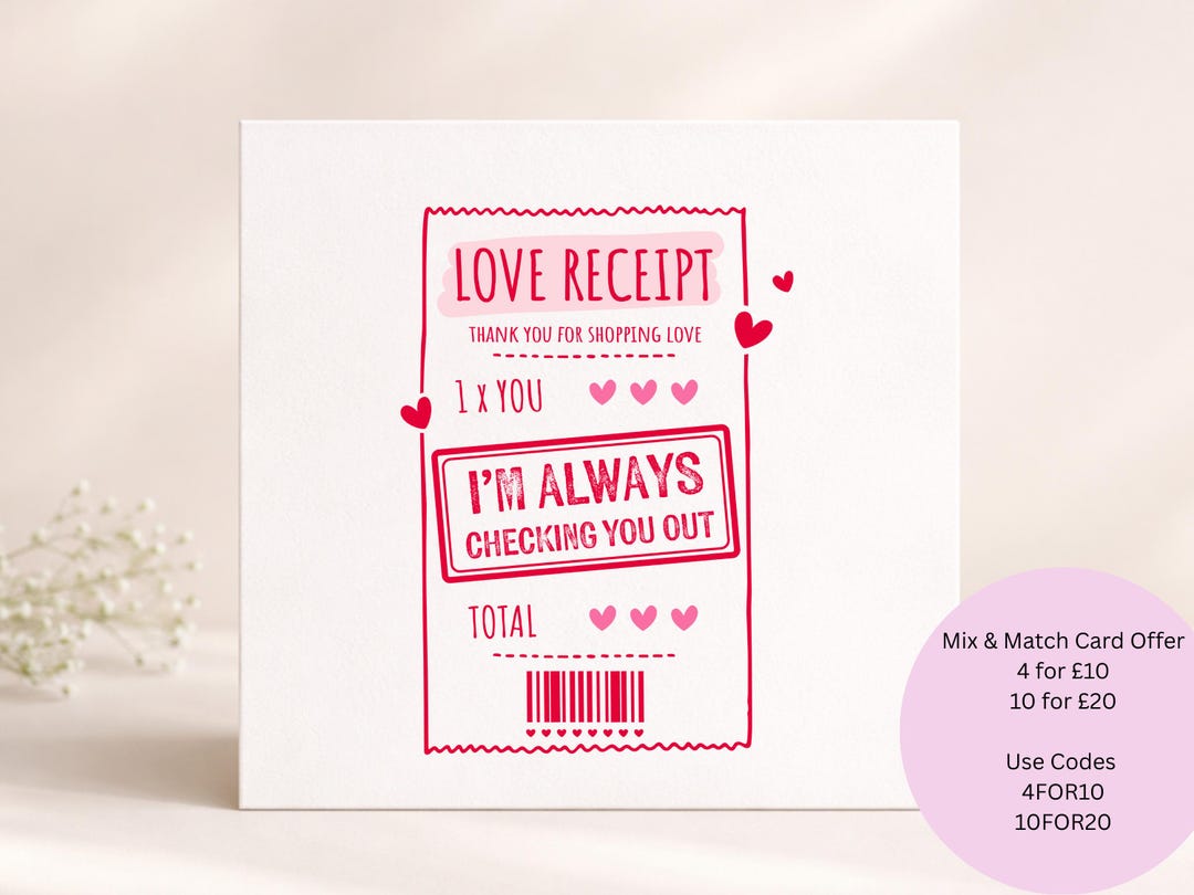 Funny Love Receipt Valentine Card: Cheeky Gift for Partner - Etsy