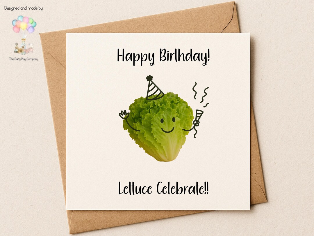 Funny Lettuce Birthday Card: "lettuce Celebrate!" Vegetable Pun - Etsy