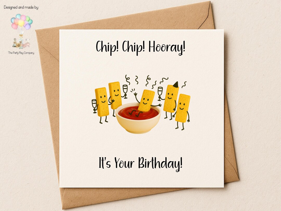 Funny Chip Birthday Card: Food Pun Greeting Card - Etsy