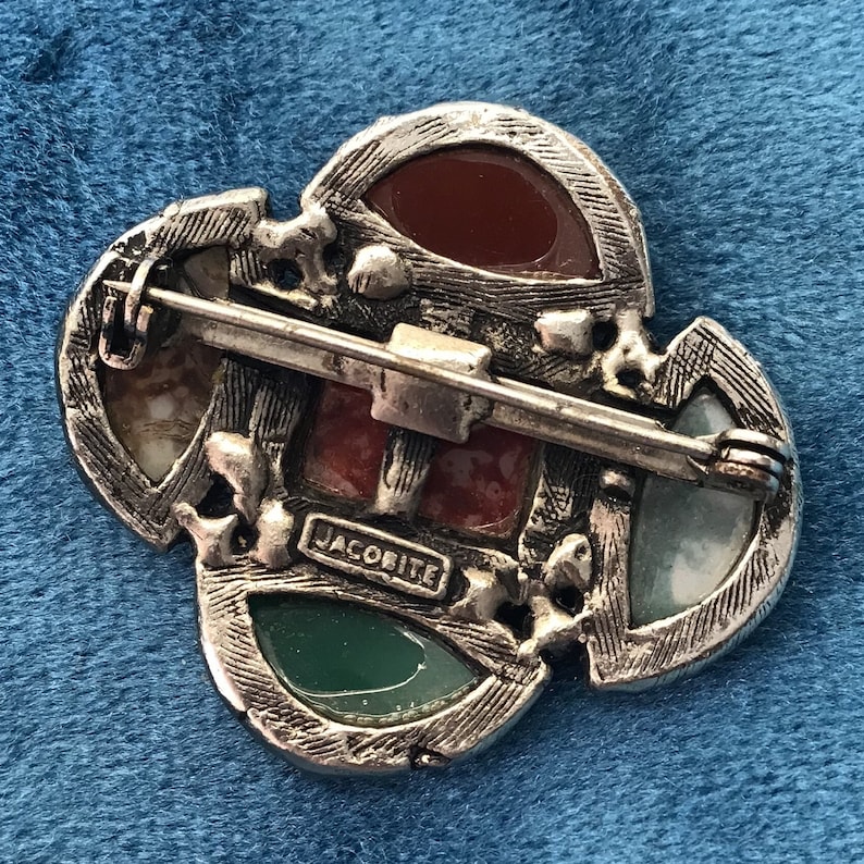Vintage Faux Scottish Agate Brooch Signed Jacobite, Celtic Pin - Etsy