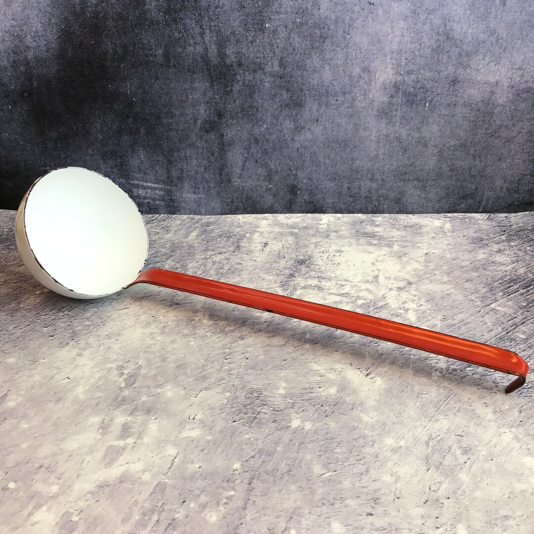 Vintage Red and White Enamel Ladle / Dipper Made in Poland, Polish ...