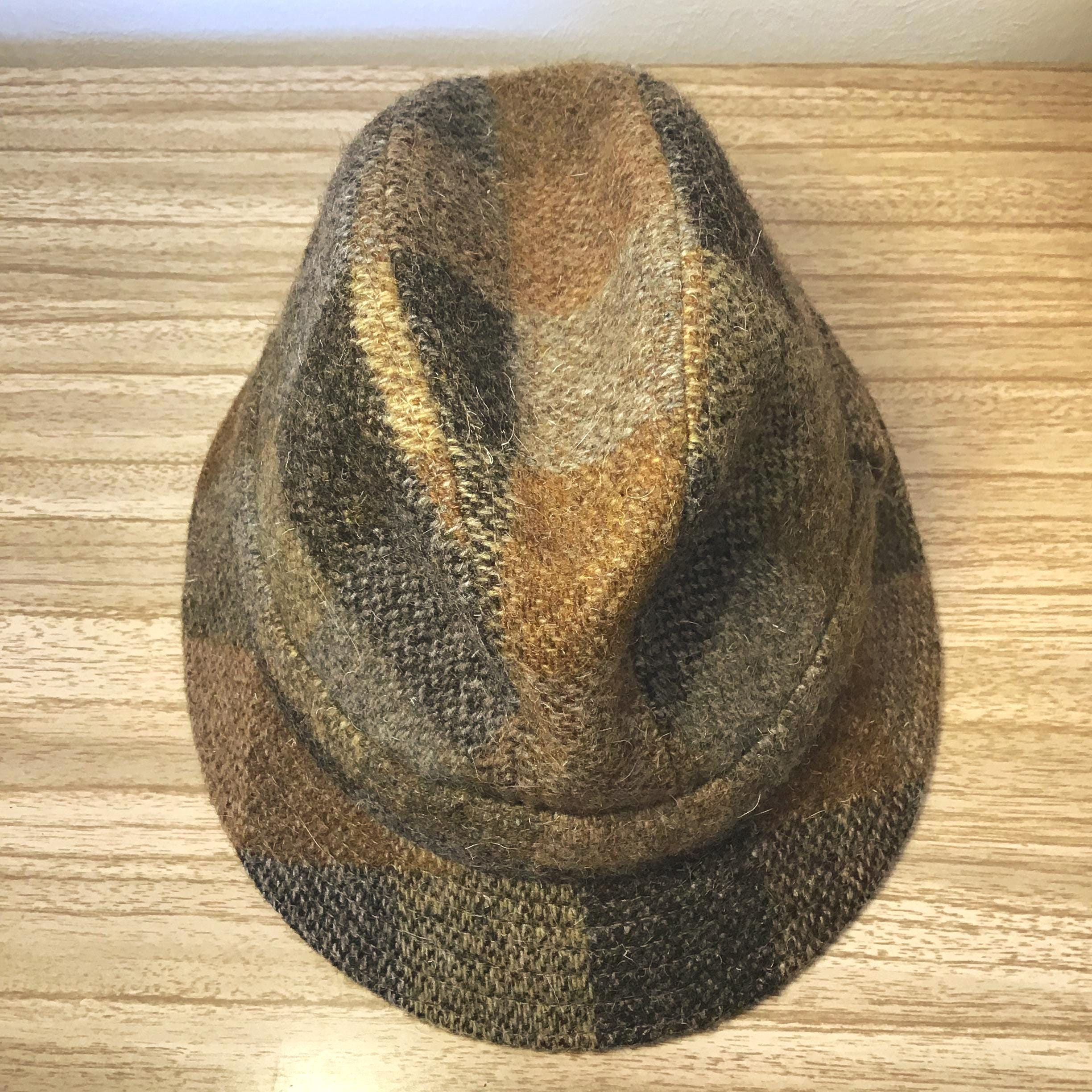 Vintage Mybro Checkmate Trilby Hat - British Made 100% Wool Brown Plaid ...