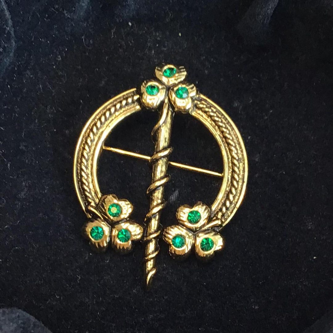 Vintage Irish Shamrock Sceptre or Sword Penannular Celtic Brooch Signed ...
