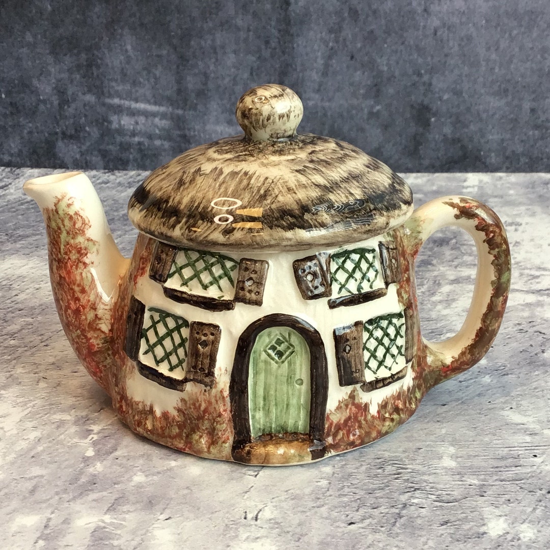 Vintage Devon China Round Thatched Cottage Small Teapot, Vintage ...