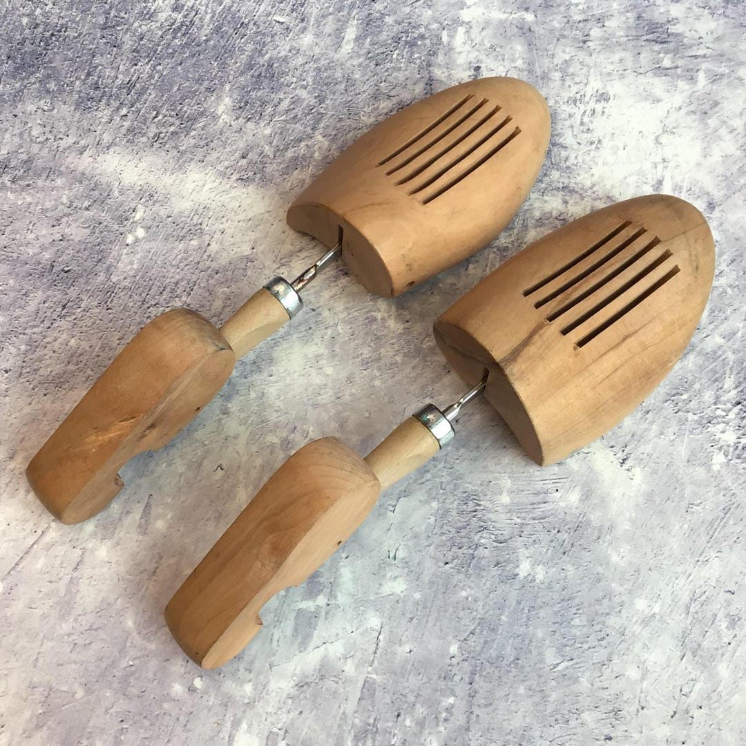 Pair of Vintage Wood and Metal Shoe Trees, Shoe Stretchers, Shoe ...