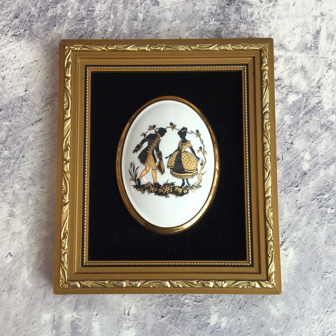 Vintage Countess Fine Bone China Courting Couple Gilt Framed Picture ...