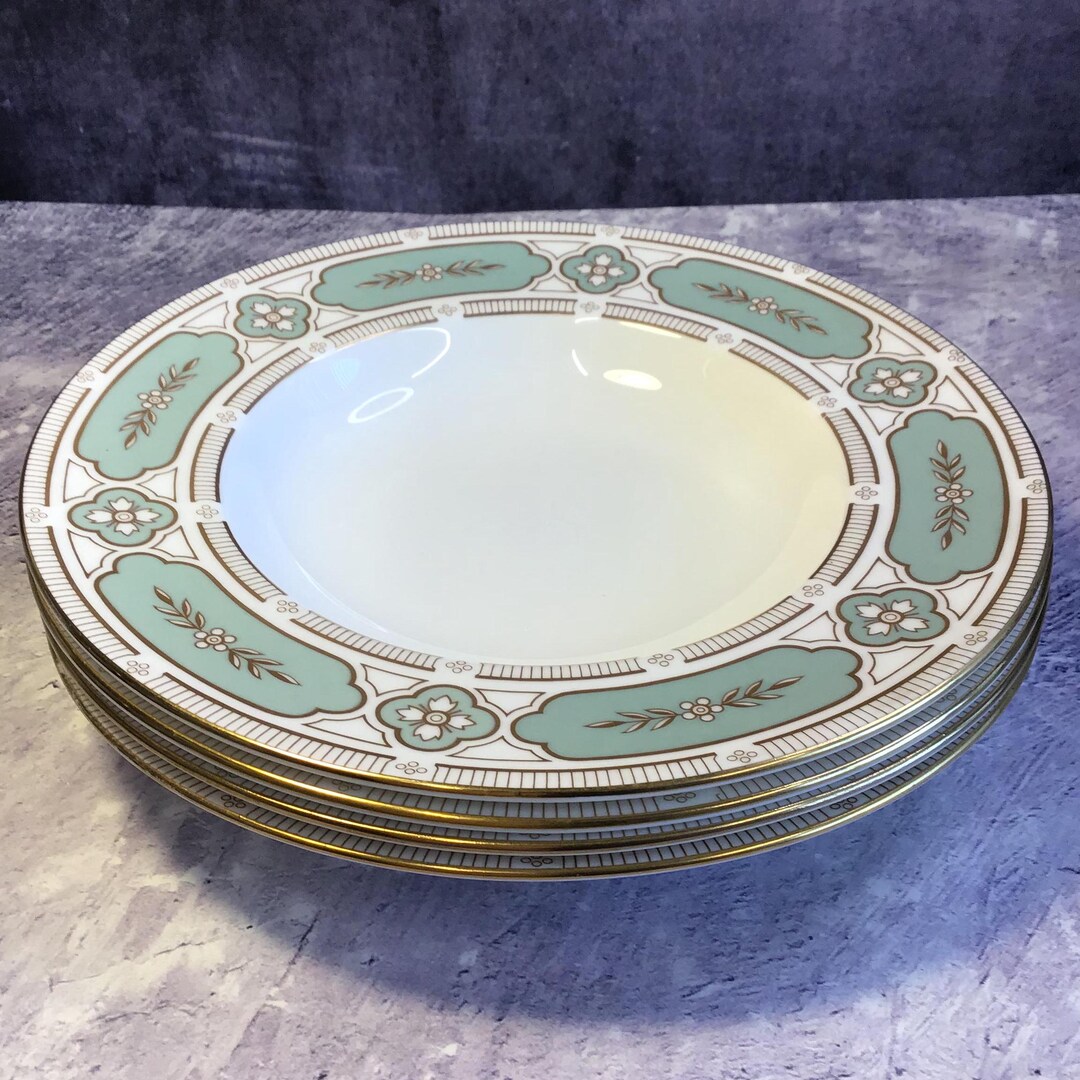 Set of 4 Vintage 1960s Minton Bone China Imperial Jade Rimmed Soup ...