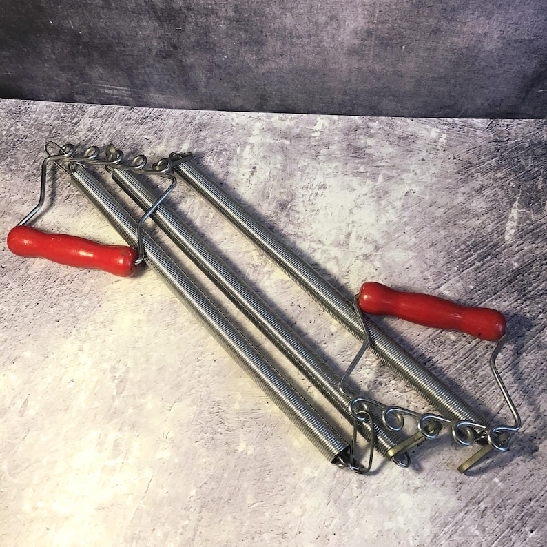 Vintage 3 Spring Chest Expander With Red Wooden Handles, Retro Fitness ...