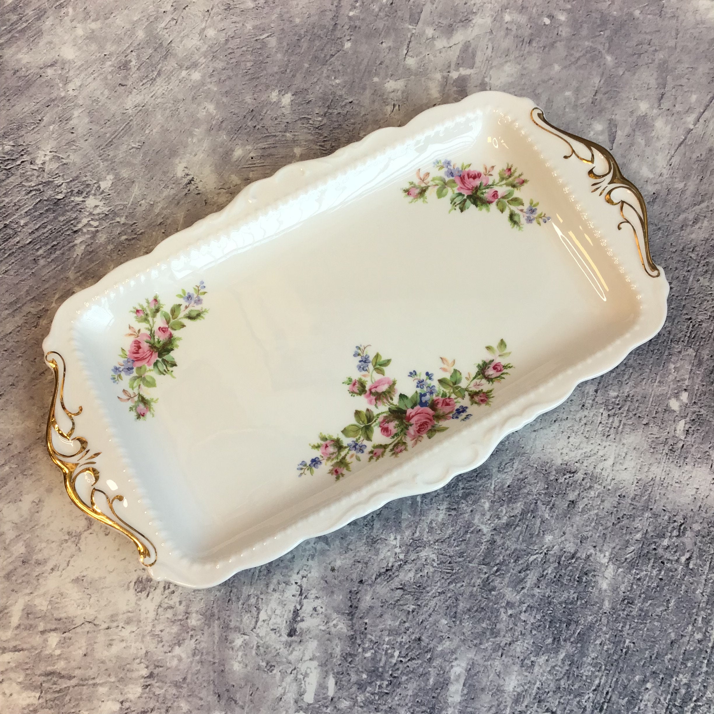Vintage Royal Albert Bone China - Moss Rose Pattern - Sandwich Tray ...