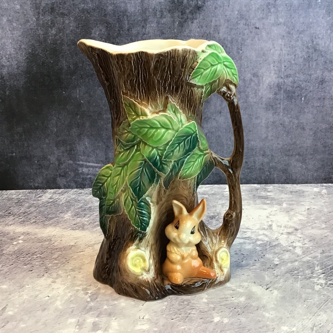 Vintage Hornsea 95 Pottery Rabbit and Tree Trunk Jug / Vase, Mid ...